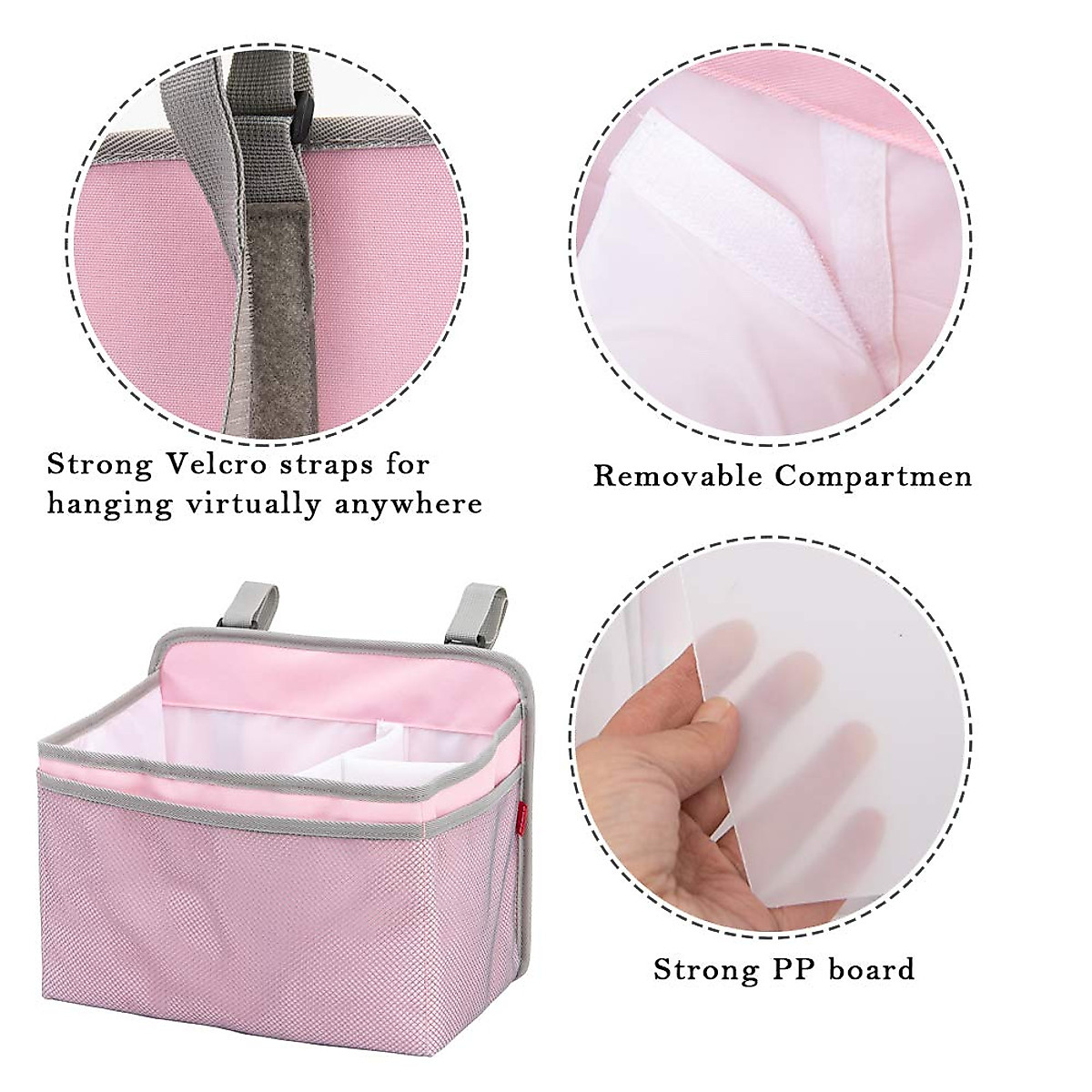 Baby Diaper Caddy Bag Stacker Organize - Nursery Storage Bin for Diapers, Wipes & Toys - Protable Diaper Organizer for Crib Wall (Pink)