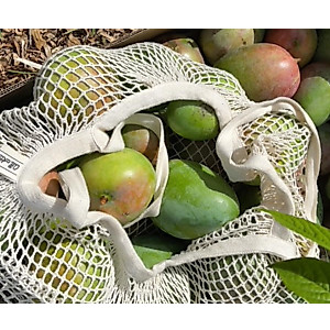 Reusable Produce Bags, Washable, Mesh Bags for Vegetables, Organic Mesh Produce Bags Cotton, Vegetable Storage Bags for Refrigerator Keep Fresh, Produce Storage Bag Set of 6(4 Mesh+2 String bags)