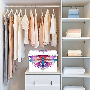 YETTASBIN Dragonfly Storage Basket with Lid and Handles, Large Collapsible Fabric Storage Bins Sturdy Storage Organizer for Shelves, Closet, Bedroom, School, Office, Home Decor