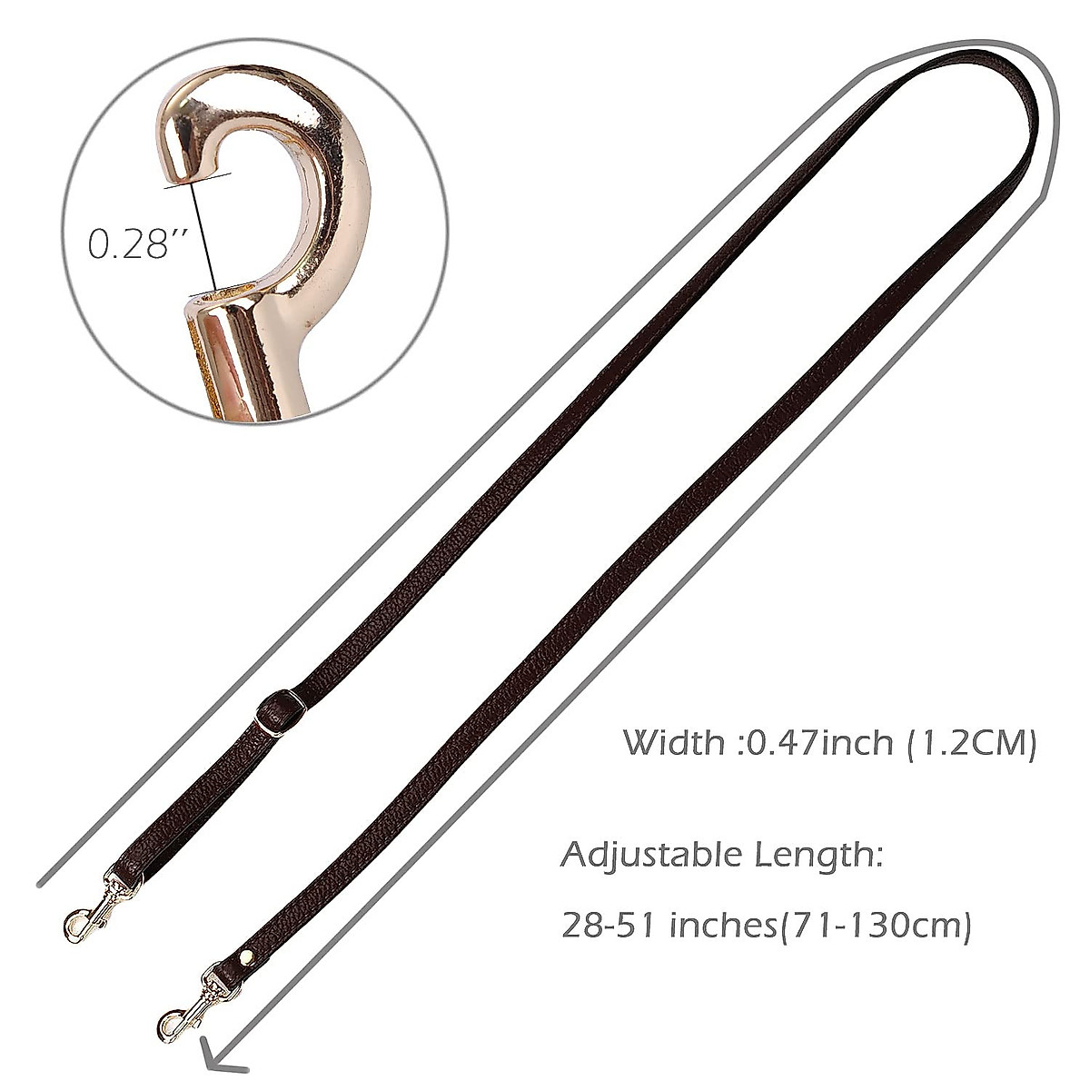 VanEnjoy Adjustable Genuine Leather Crossbody Straps Replacement - Width 1/2“, Length 25”-51” (Expresso)