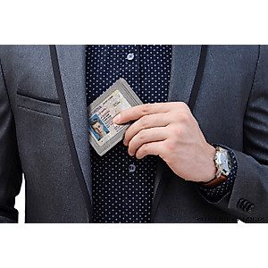 SERMAN BRANDS RFID Blocking Slim Bifold Genuine Leather Minimalist Front Pocket Wallets for Men with Money Clip Thin Gift (Slate Gray 1.S)