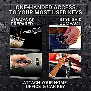 Smart Compact Key Organizer Keychain - Made of Carbon Fiber & Stainless Steel- Pocket key Chain Organizer Up to 28 Keys- Lightweight, Strong Includes Bottle Opener, Carabiner & More