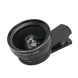 Portable Cell Phone Camera Lens, Durable 2 in 1 Clip On Phone Macro Lens with 0.45x Wide Angle for 1.5in Lenses 1.9in Filters