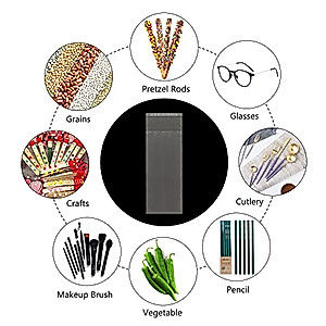 3x8" Pretzel Rod Bags 100pcs Long Adhesive Cello Bags 2mil Clear Self Stick Cellophane Bags for Bakery Candies Necklaces Crafts Candles Snacks Nuts Gift Party Favor (5 Sizes to Choose from)