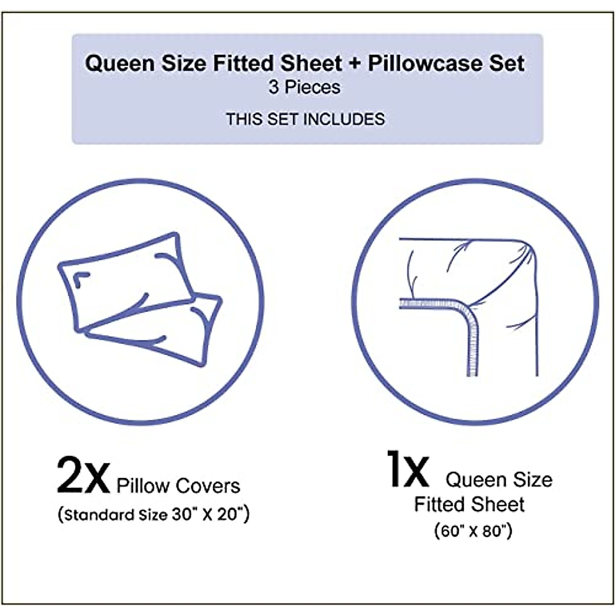 Decorative Bedding Sheet Set Queen Size, Leaves Deep Pockets Fitted Sheet & 2 Pillow Sham Set, Modern Leaf Forms Geometric Lines Shape Print Microfiber 3pc Bed Sheets Set, for Boys & Girls Bedding