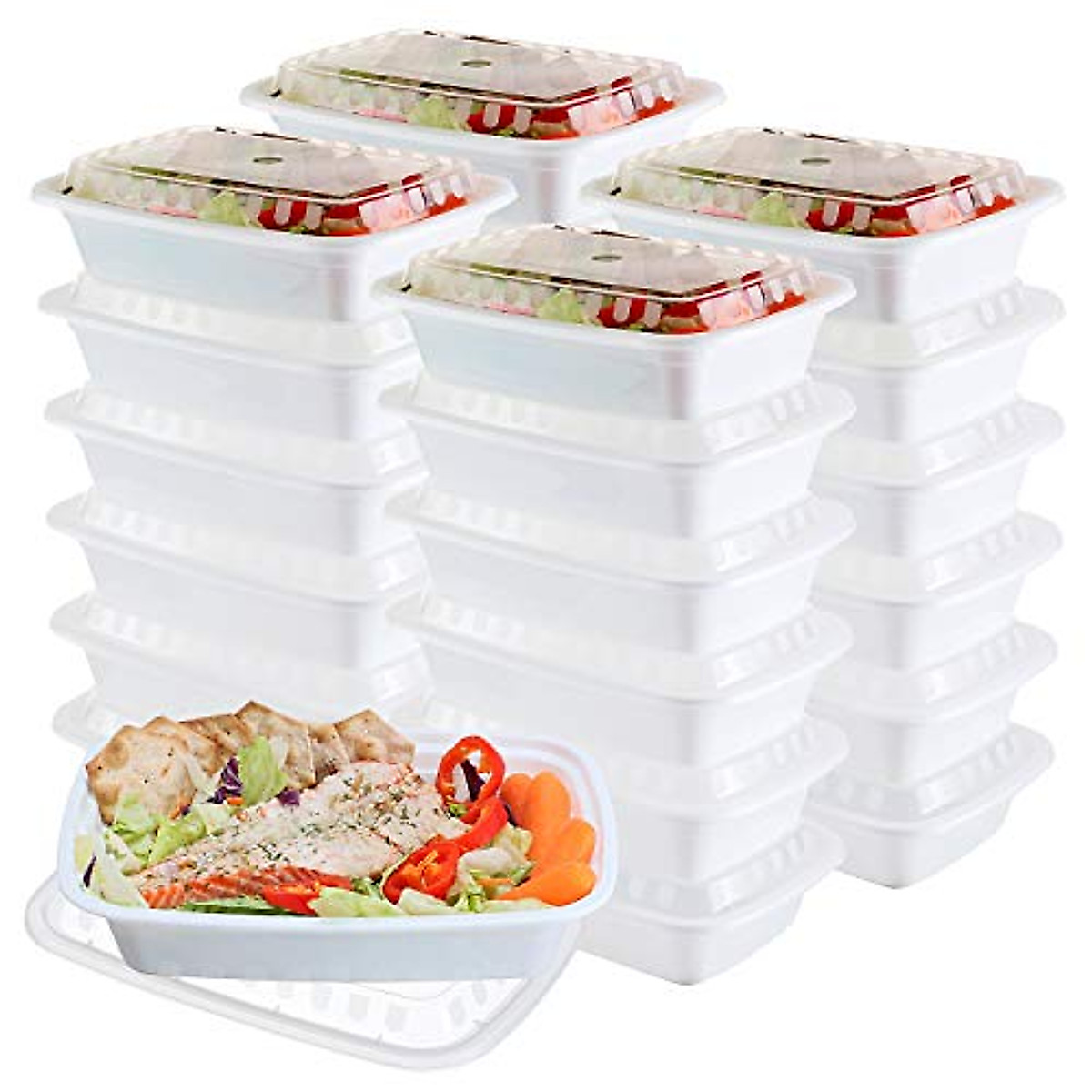 50-Pack meal prep Containers - Single 1 Compartment bowls with Lids Reusable food Storage Lunch Boxes – Bento Box, BPA-Free Food Grade – Microwave, Freezer & Dishwasher Safe – (24 Oz)