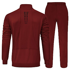 YSENTO Men's Tracksuits Sweat Track Suits Set 2 Piece Jogging Suits Warm Up Sweatsuits Outfits Red L