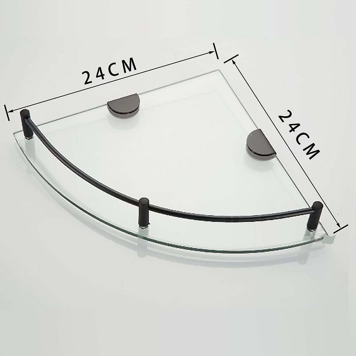 Halyuhn Bathroom Shower Corner Shelf, 9.5in Tempered Glass Bathroom Shelf for Bathroom Corner Shower Wall Mounted, 2 Tier Bathroom Organizers and Storage, Stainless Steel Rail