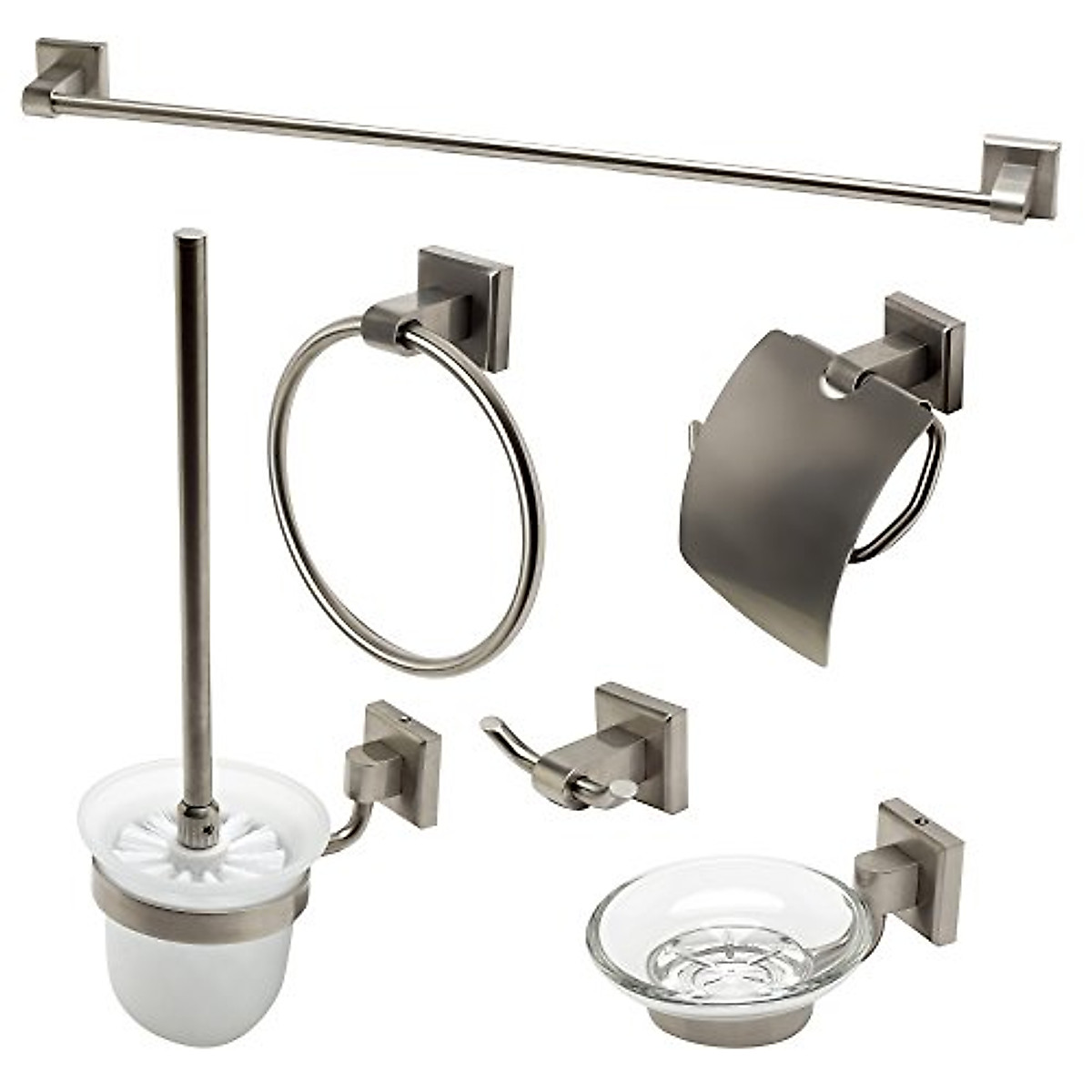 ALFI brand AB9509-BN Matching Bathroom Accessory Set (6 Piece), Brushed Nickel