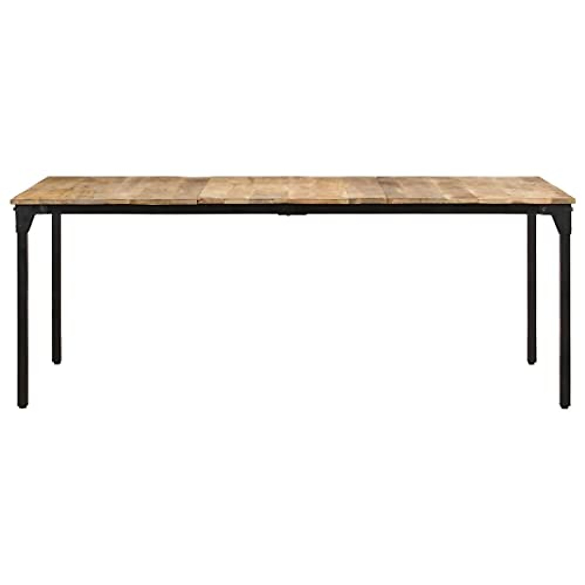 GOLINPEILO Dining Table Rectangular Solid Wood Top with Steel Legs Metal Frame Industrial and Rustic Style for Kitchen Meal, Dining Room or Living Room, 78.7"x39.4"x29.9" Rough Mango Wood-B