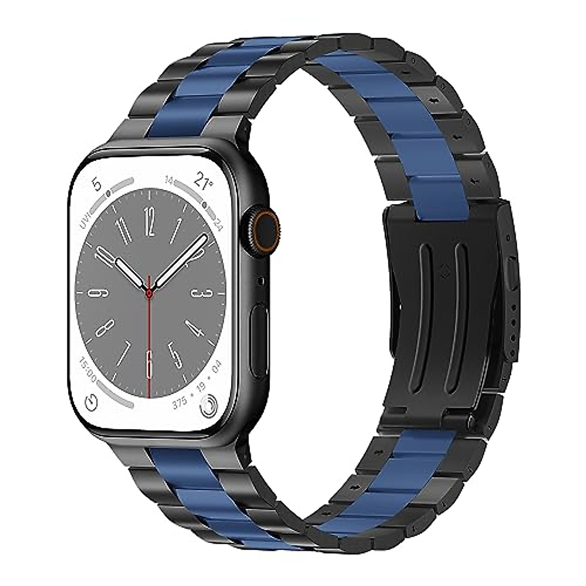iiteeology Ultra 2 Band Compatible with Apple Watch 49mm 46mm 45mm 44mm 42mm, Upgraded Stainless Steel Wristband for iWatch Ultra & Series 10-1, Black/Blue