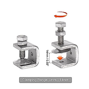 uxcell Stainless Steel C-Clamp with 0.79 Inch Wide Jaw Opening for Woodworking Welding Building Household Mount 4 Pcs