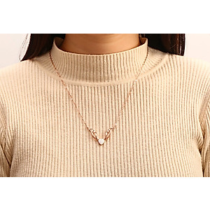 Barzel 18K Rose Gold Plated Created Opal Guardian Angel Necklace for Women, 18 Inches with 2 Inches Extension - Made in Brazil