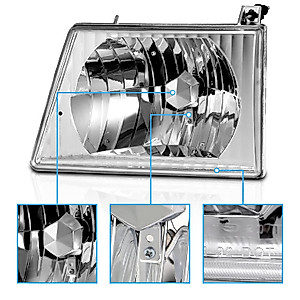 AmeriLite Van Crystal Headlights for Ford Econoline - Passenger and Driver Side