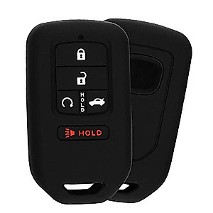 EXUNTECH 2Pcs Silicone Key Fob Cover Case Full Protector Remote Cover Case Skin Jacket for A2C81642600 2015 2016 2017 2018 2019 Honda Civic Accord Pilot CR-V 5 Buttons Smart Key, Black Pink