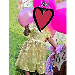 Cilucu Flower Girl Dress Baby Toddlers Sequin Dress Kids Party Dress Bridesmaid Wedding Gown Birthday Dress Gold 2T-3T
