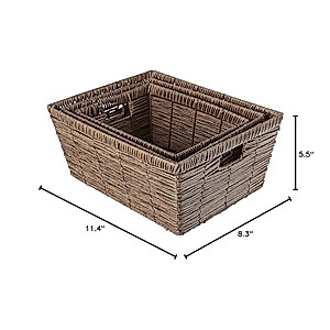 Whitmor Distressed Rattique Storage Baskets Set of 3