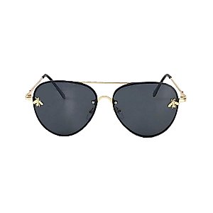 Fashion Culture Women's Buzzed Bee Charm 60mm Aviator Sunglasses (Black)