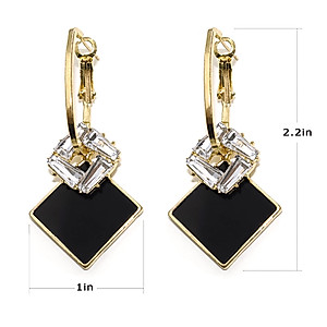 Black Gold Earrings for Women Dangle Drop Fashion Rhinestone Jewelry