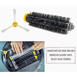 600 Series Replacement Parts for iRobot Roomba 610 620 630 650 680 & 500 Series 595 552 564,Includ Side Brush,Ilter and Screw,Bristle Brush and Flexible Beater Brush,Cleaner Replenishment Kit Filter