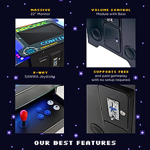 Creative Arcades Full Size Commercial Grade Cocktail Arcade Machine | 2 Player | 412 Games | 22" LCD Screen | Square Glass Top | LED | 2 Sanwa Joysticks | Trackball | 2 Stools | 3 Year Warranty