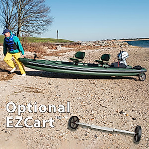 Sea Eagle FSK16 FishSkiff Inflatable 16', High Pressure, Drop-Stitch, 1-3 Person Frameless Fishing Boat w/Rigid 6” External Keel - Portable, Storable, and Transportable (FSK16 2 Person Swivel Seat)