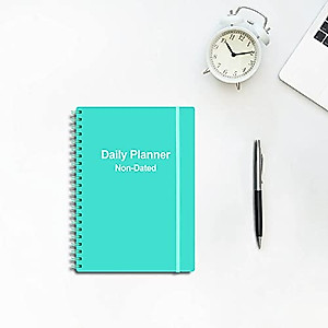 Undated Daily Planner,Undated Planner with Hourly Schedules, 150 Days To Do List Planner, A5 Daily Organizer Notebook to Increase Productivity, 5.8 × 8.2 Inch,Turquoise