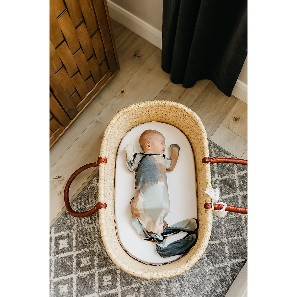 Copper Pearl Baby Gown - Knotted Newborn Sleepers for Baby Boy and Girl, Soft Stretchy Long Sleeve Infant Gowns with Bottom Tie and Hand Mittens, Perfect Hospital Coming Home Outfit (Picasso)