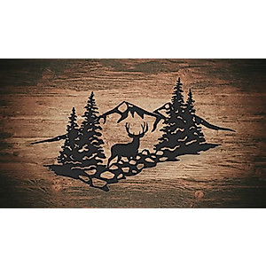 Mule Deer Mountain Scene | Laser Cut Metal Wall Art Sign for Home, Cabin, and Garage Decor | High Country Décor