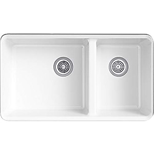 Kohler K-8669-5UA3-0 Riverby Kitchen Sinks, Large, White