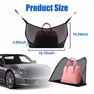 Ziciner Car Net Pocket Handbag Holder, Organizer Mesh Bag Between Two Seat, Driver Storage Netting Pouch for Handbag Purse, Barrier of Backseat Pet Kids, Car Accessories for Women Men (Black)