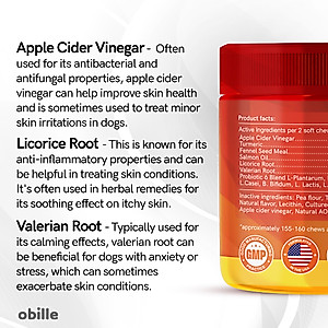 Obille Allergy Aid for Dogs 160 Chews 12 oz – Relieves Itchy Skin, Healthy Coat, Safe Natural Ingredients, Antioxidant Immunity Booster with Omega3 & Turmeric
