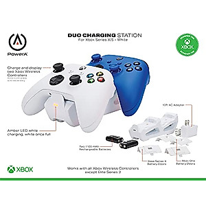 PowerA Duo Charging Station for Xbox Series X|S - White, Wireless Controller Charging, Charge, Rechargeable Battery, Xbox Series X|S, Xbox One