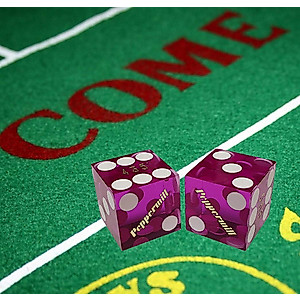 Cyber-Deals Wide Selection 19mm Craps Dice Pairs Authentic Nevada Casino TablePlayed Dice Peppermill Reno Purple Polished, Matching Serials