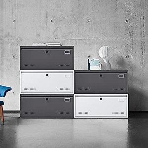 TOMOSLTER Biometric Fingerprint Lateral File Cabinet, Large Drawer Metal Filing Cabinet with Hanging Rod for Letter, A4, documents and so on, for Home Office Using, Assembly Required