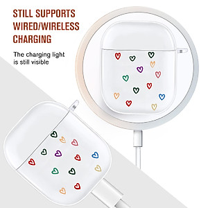 Case for Airpod Case 2nd Generation,Airpod Case Cute 1st Generation,Heart Cute Airpods Case,Clear Kawaii Airpod Case Cute Cover with Keychain for Women Girls (Mixed Heart 1st/2nd Case)