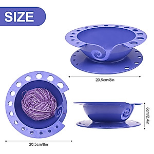 BCMRUN Yarn Bowl Large Knitting Bowl Holder with Crochet Hooks Hole Holder,Knitting Flat Bottom Wool Balls Storage Organizer Yarn Storage Bowl for Women Crocheting Knitting Mother's Day Christmas Gift