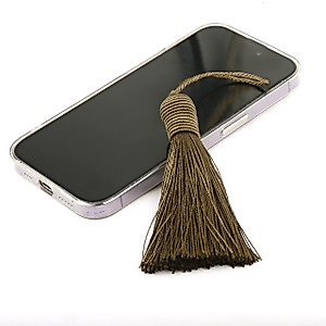 Fenghuangwu 30 Pieces Handmade Sewing Tassels for Crafts 5.7inch Silky Soft Tassels with 2.6inch Cord Loop for DIY Craft Accessory Decoration (Dark Coffee, 12 Pack)