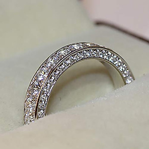 Gixaxak 925 Sterling Silver Cubic Zirconia Full Eternity Stackable White Clear CZ Eternity Ring Anniversary Wedding Engagement Band Ring Size 6-10 7