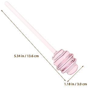 CALLARON Glass Honey Dipper Clear Honey Stirring Stick Honey Server Spoon Jam Syrup Stirring Wand for Honey Jar Dispense Drizzle Wedding Party Favors Pink