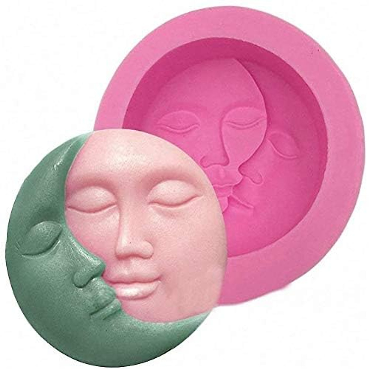 Silicone Molds Circular, Sun and Moon Craft Art Silicone Soap Mold, face Shape Craft Molds DIY Handmade Cake Molds - Soap Making Supplies by JYEOUX