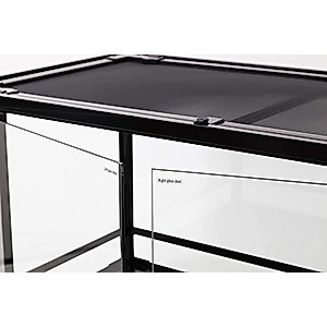 TRIXIE 41 Gallon Glass Terrarium, Double Hinged Doors, Mesh Top, Waterproof Base, Black