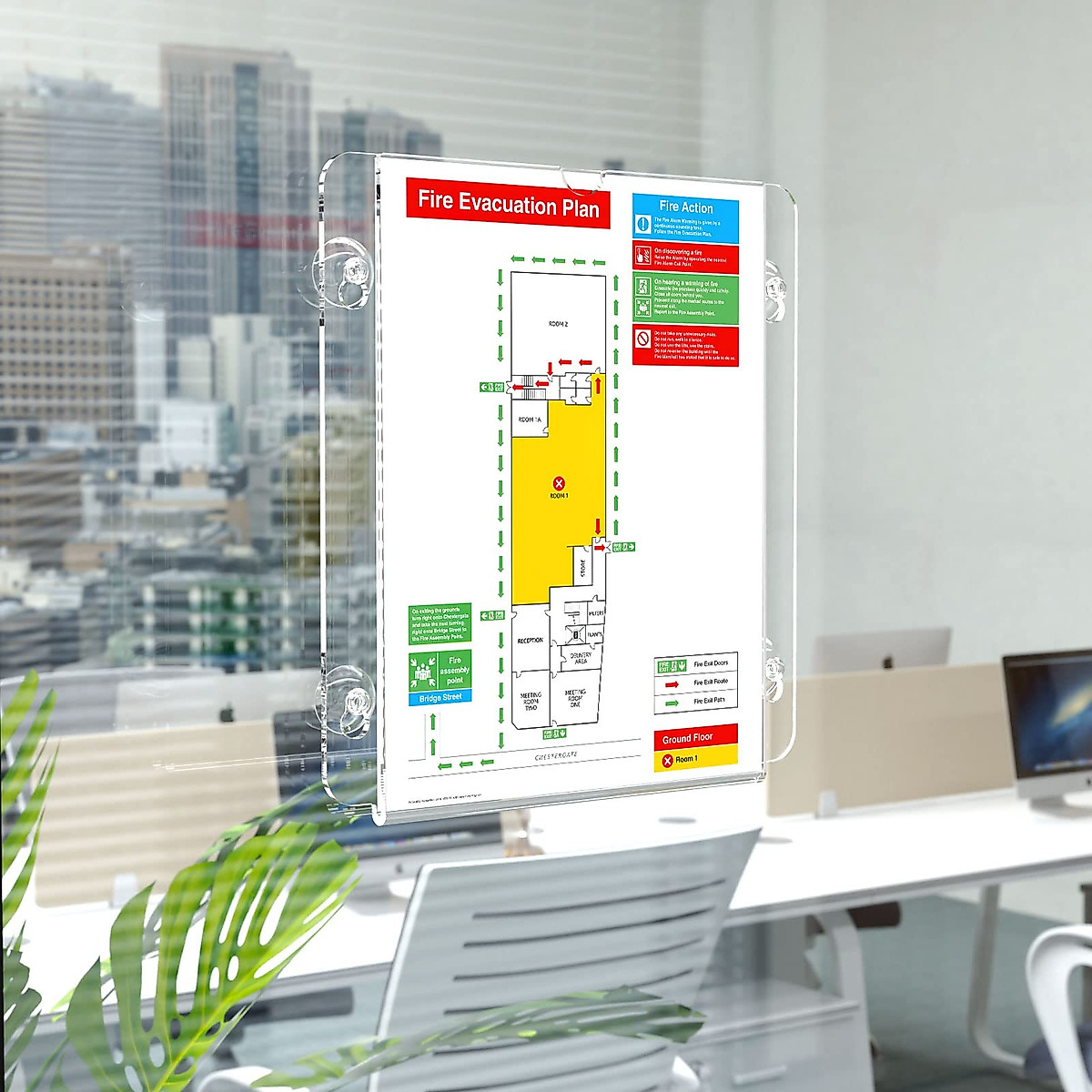 HIIMIEI Acrylic Window Sign Holder with Suction Cup 8.5 X 11, Clear Acrylic Frames Glass Door Wall Mount Advertising Signage Sign Holder for Mall, Office, Home, Store, Restaurant