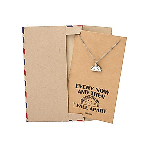 quan jewelry Taco Necklace, Gifts for Foodie Taco Lovers Mexican Food, Spanish Taco, Fall Apart Funny Quote Pendant Charm - Handmade, Rhodium Plated