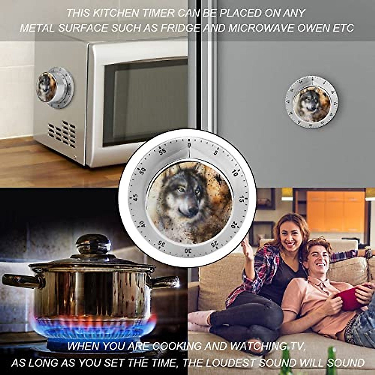 Classroom Timer Watercolor Wolf Magnetic Countup Timer for Kitchen Study Work Exercise