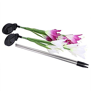 PBOHUZ Solar Flower Light-2Pcs Solar Power LED 4 Heads Calla Flower Night Lamp Light for Home Garden Lawn Decoration