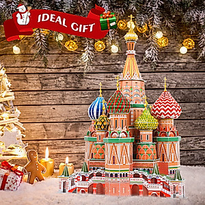 3D Puzzles for Adults & Kids St. Basil's Cathedral Building Set, Russia Cathedral Architecture Craft Model Kits, Educational 3D Jigsaw Puzzle Toy Birthday for Teens Boys Girls, 231 PCS