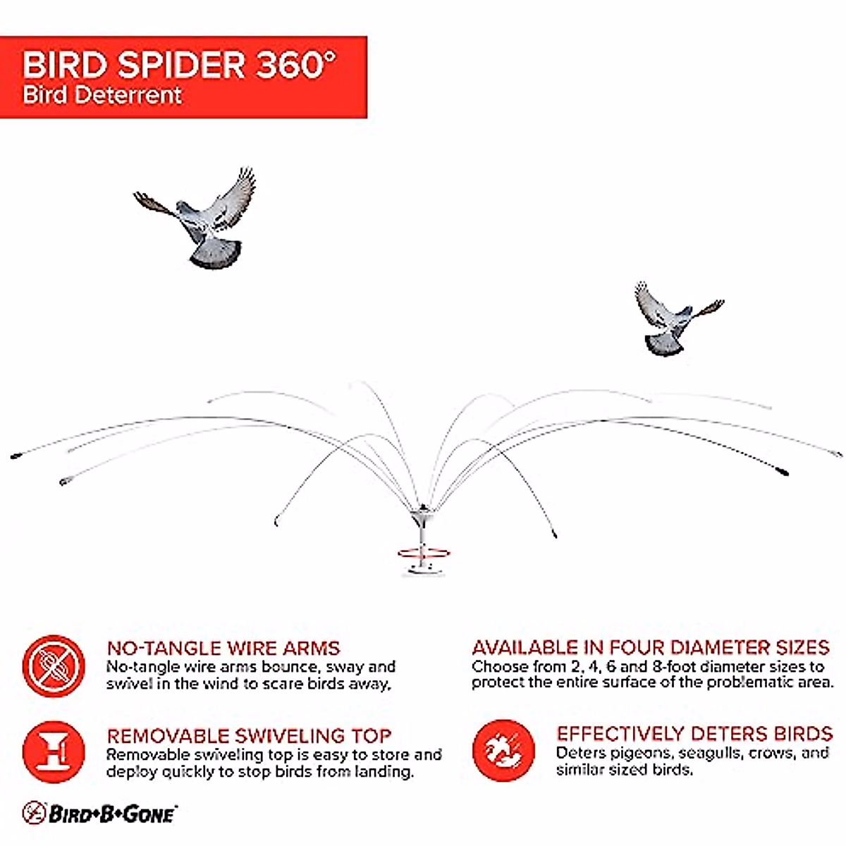 Bird B Gone MMBS200SPN MMB200SPN Spinning Bird Deterrent, 2 Foot