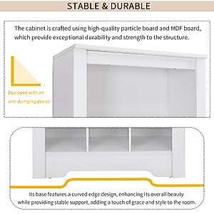 Bellemave Shoe Cubby Storage Organizer Cabinet 30 Shoe Cubby Console Wood Shoe Cabinet, White