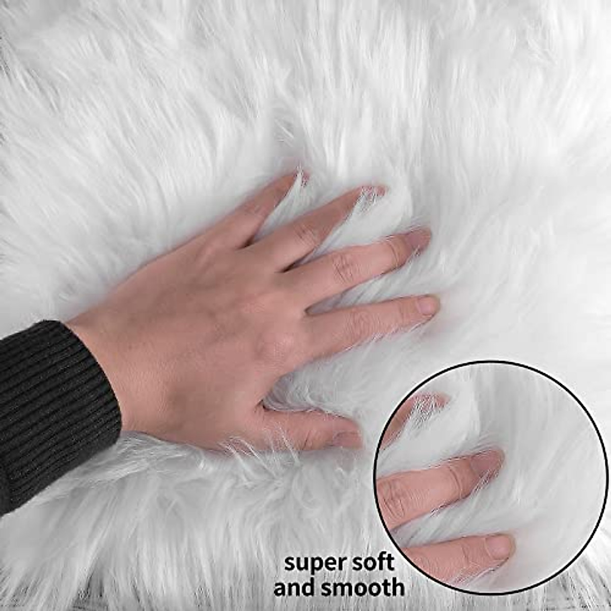 Sibba Faux Fur Area Rugs Chair Pad 12 inch Small Square Cover Seat Fuzzy Cushion Carpet Mat Soft Fluffy Rug Couch for Living Bedroom Sofa Photographing Background Decor